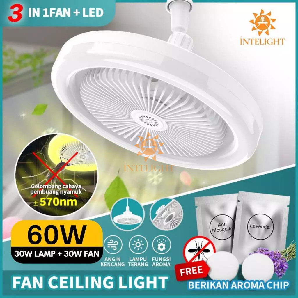 Jual [Intelight] Lampu Kipas Angin Plafon Gantung Remote E27 kamar ...