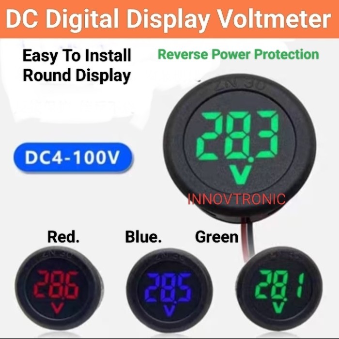 Jual Waterproof Circle Digital Volt Meter DC4-100V For Car Motor Electric Bike Sepeda Listrik ...