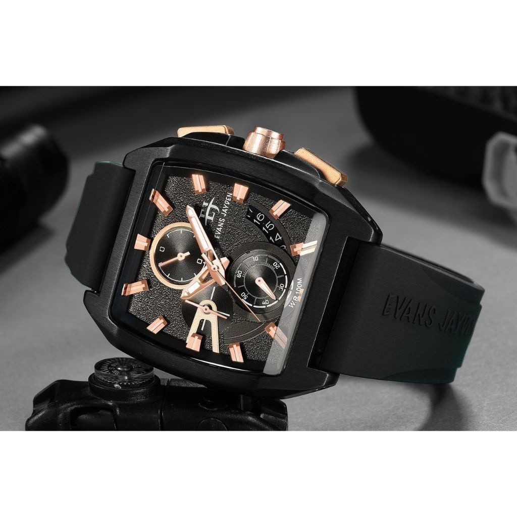 Jual [ DISKON ] Evans Jayden Jam Tangan Pria 9546 Rubber Silicon Chrono ...