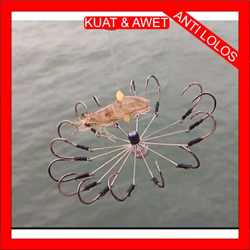 Jual Kail Pancing Garong 15 Mata Anti Karat Bahan Neklin Kuat Kail Ikan ...