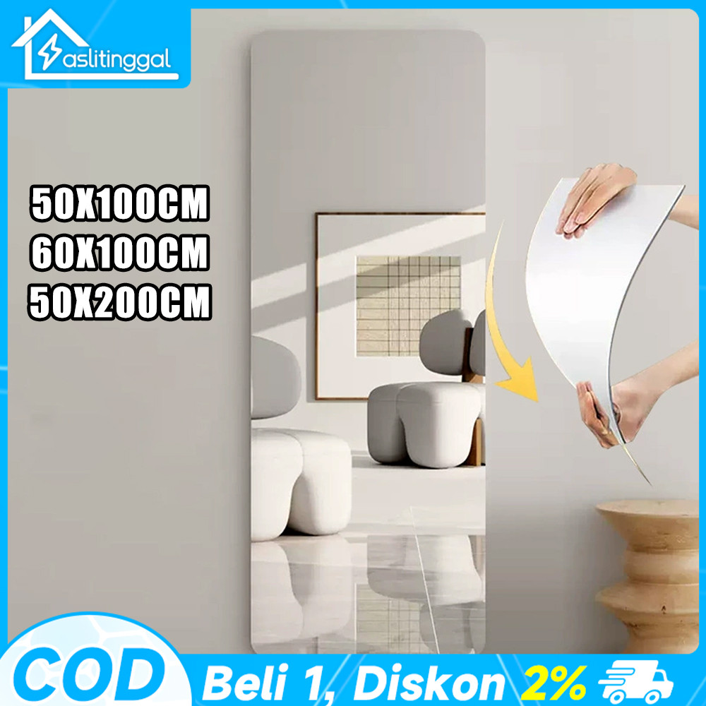 Jual 【COD】 60*100CM 50X200CM Mirror Stiker Dinding /Sticker Tempel ...