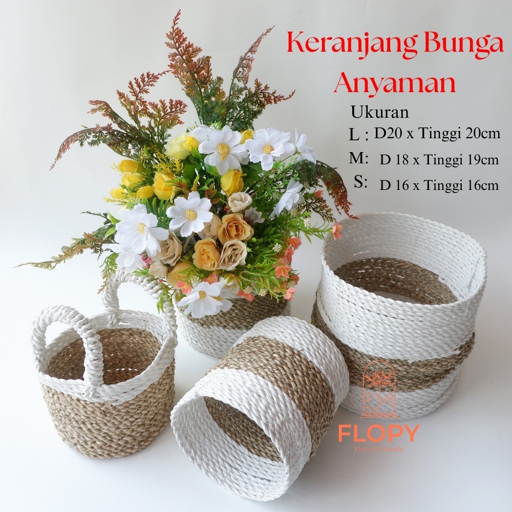 Jual Keranjang Bunga Anyaman Korean dan Handle / Keranjang Bunga ...