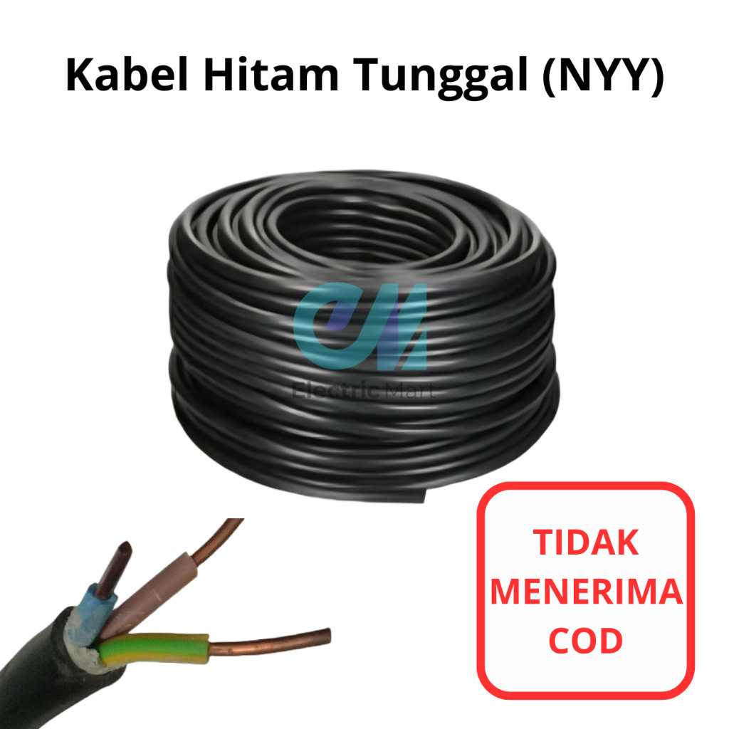 Jual Eterna Kabel Tunggal NYY 2x0.75 - 2x1,5 - 2x2,5 - 2x4 Eceran /Meter Kabel Listrik Kawat ...