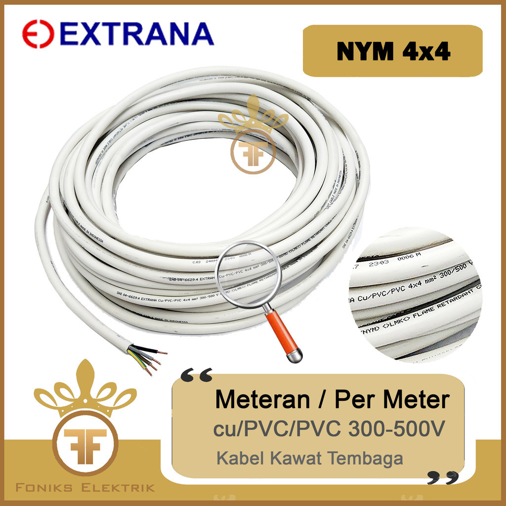 Jual KABEL EXTRANA NYM 4X4 mm2 - PUTIH - PER METER METERAN | Shopee ...