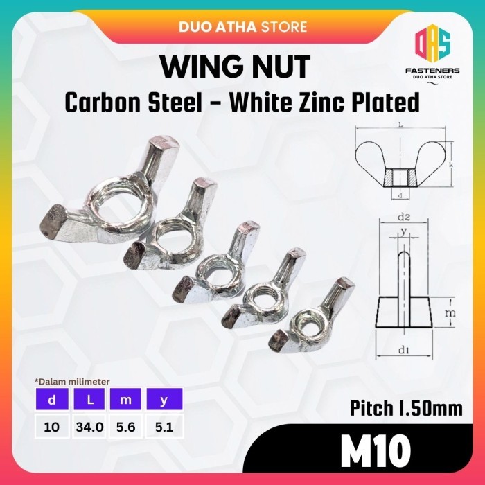 Jual Wing Nut M10 Besi Galvanis / Mur Kuping M10 / Butterfly Nut M10 ...