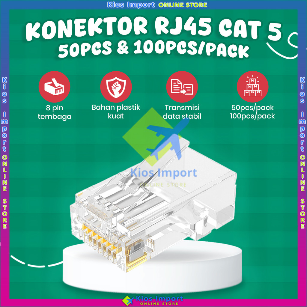 Jual CAT 5Connector 100pcs / 50pcsUTP RJ45 Cat 5e/Konektor RJ 45 Cat5e ...