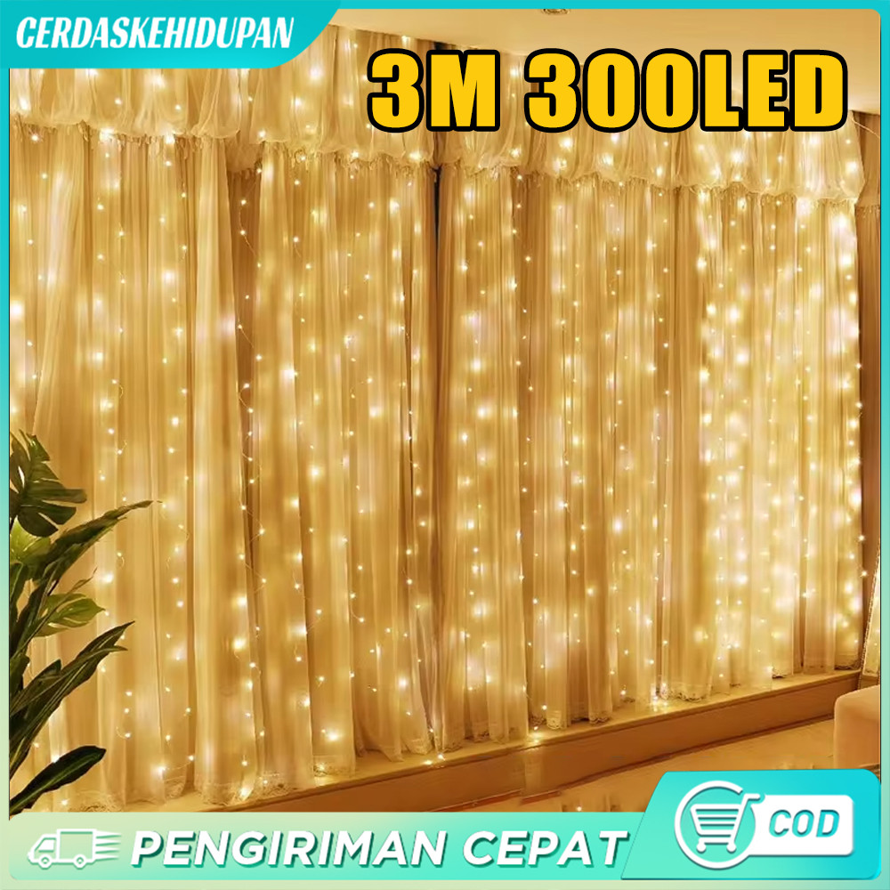 Jual Lampu Tumblr Led Tirai Gorden 3 x 3 Meter 300 Mata Backdrop ...