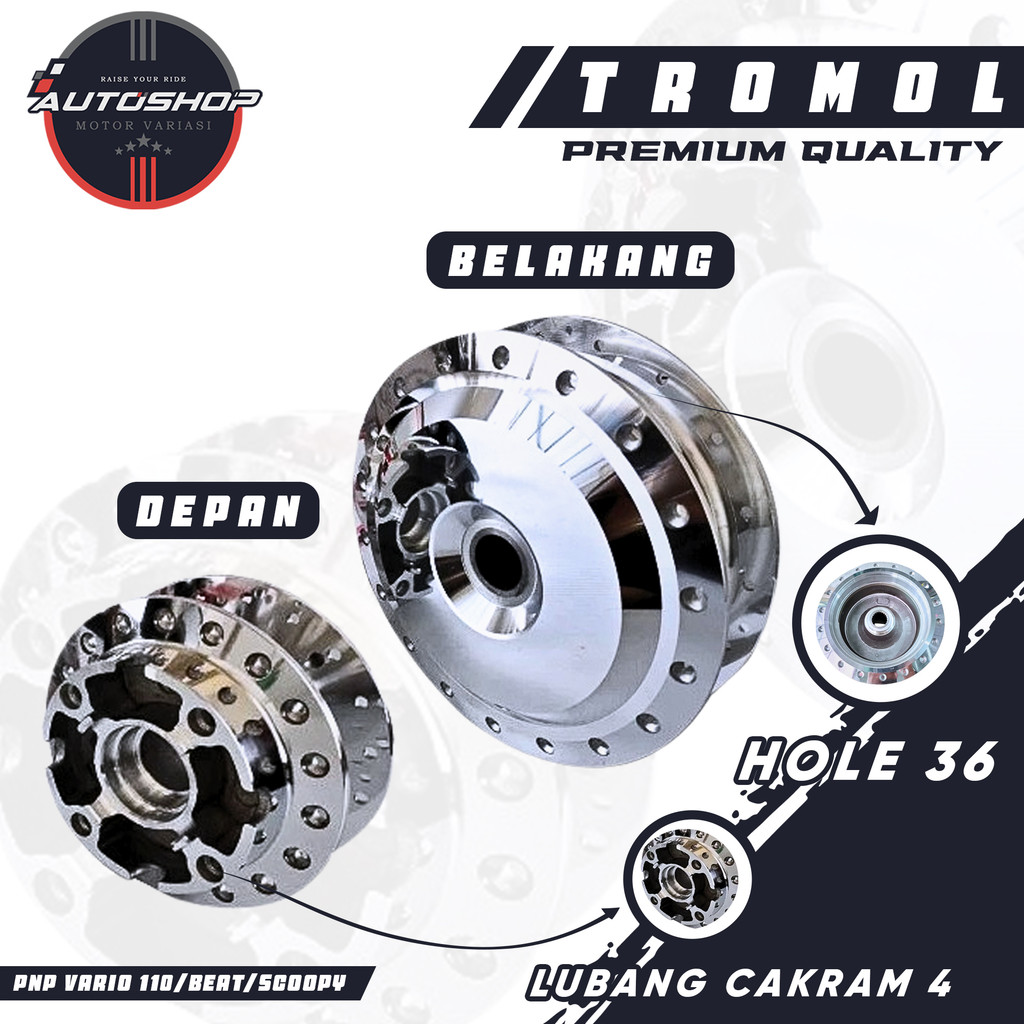 Jual Tromol Set Motor – VARIO 110, BEAT, SCOOPY Hole 36, CROM ...