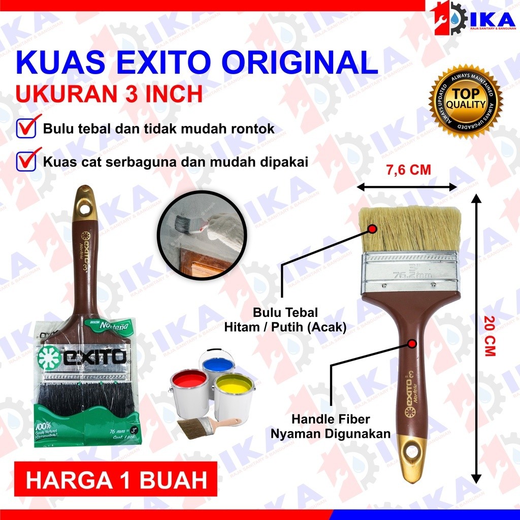 Jual Kuas Cat 3 Inch Merk Exito 3" Inci 3Inch Tembok 7cm 7 cm Bulu ...