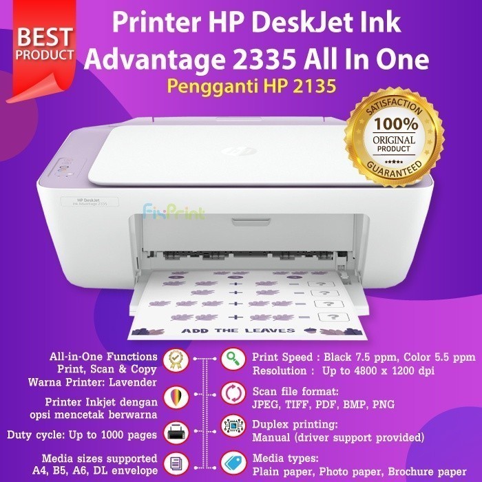 Jual FixPrint Printer HP Deskjet Ink Advantage 2336 2335 2337 / 2875 Versi Baru dari 2775 2776 ...