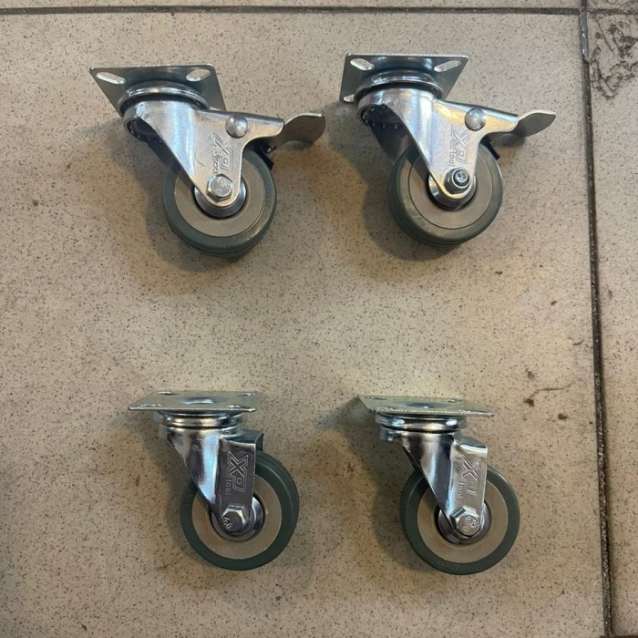 Jual Roda PVC Abu Abu China 2 Inch 1Set ( 2Hidup 2Rem ) | Shopee Indonesia