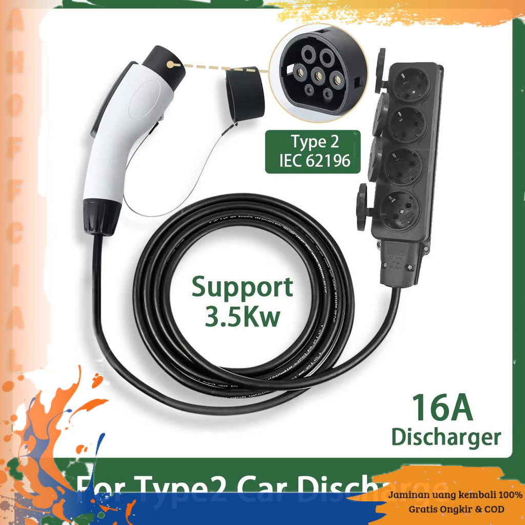 Jual AH - EVOLADO Adaptor V2L Mobil Listrik Type 2 to EU Socket 3.5kW ...