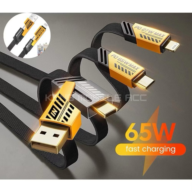 Jual Kabel Data 4in1 27W + 65W Supercable Fast Charging USB Type A, Type C, IOS Multiple ...