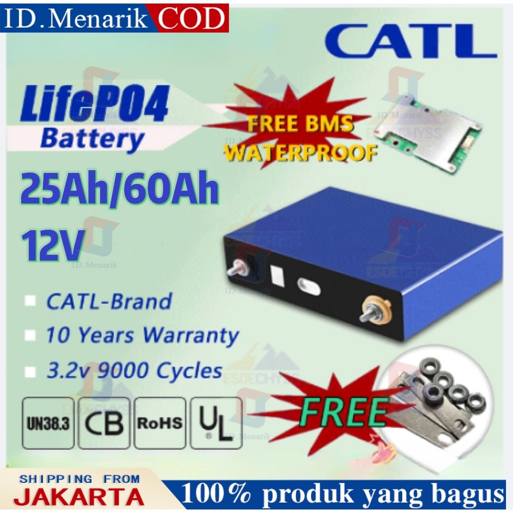 Jual 12V 25Ah/60Ah CALB/CATL 12V UPS Baterai Lithium LIFEPO4 BMS 3.2V 100Ah Elektrik Baterai ...