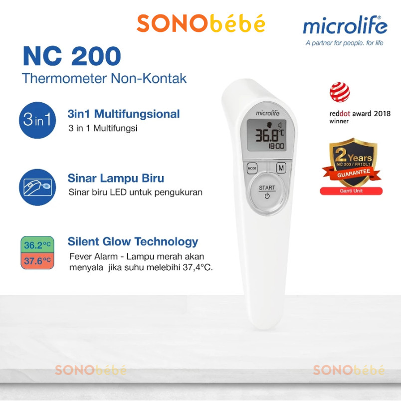 Jual MICROLIFE Non Contact Forehead Thermometer NC 200 (FR1DG1 ...