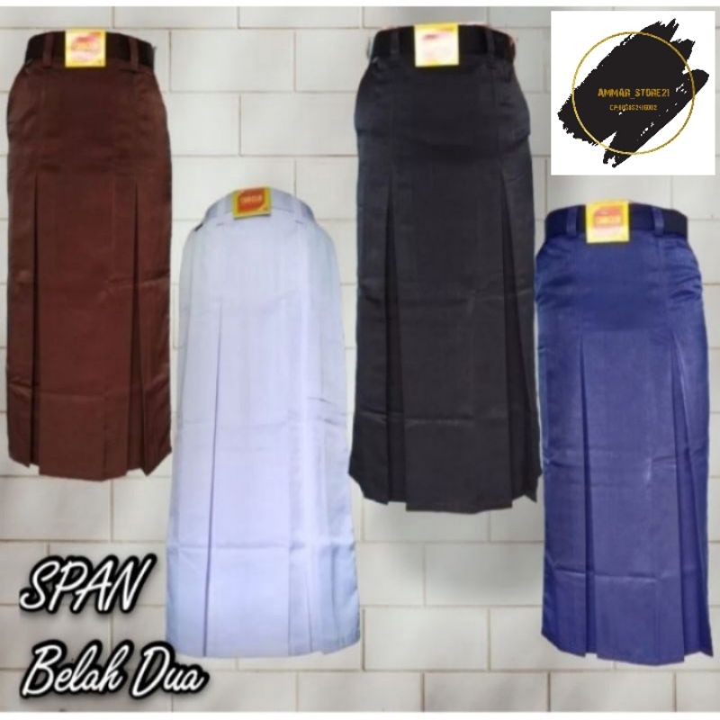 Jual SERAGAM SEKOLAH ROK SPAN BELAH DUA SMP/MTS/SMA HITAM PUTIH COKLAT BIRU Bahan Twist licin ...