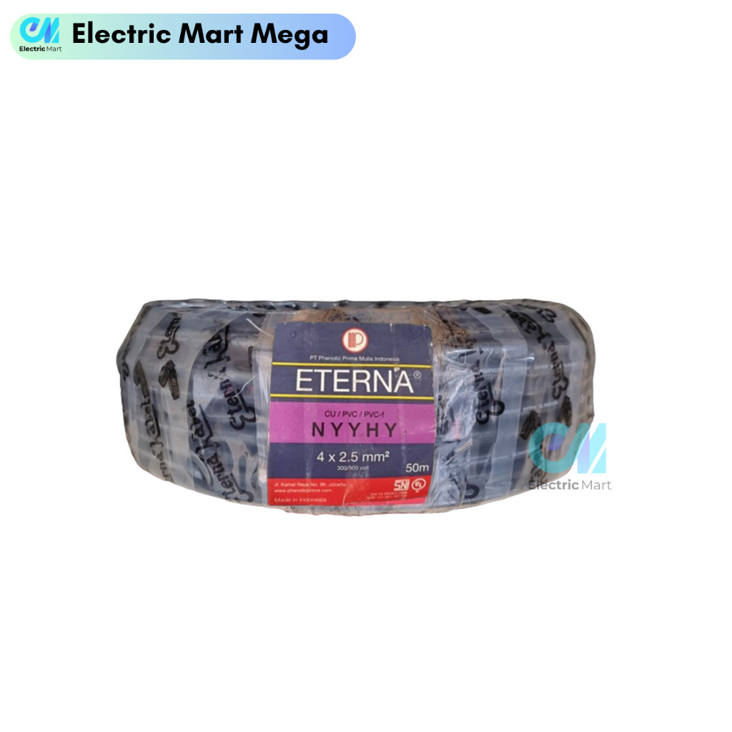 Jual Kabel Eterna NYYHY 4x2,5 Roll 100 Meter Kabel Listrik Hitam 4 Tembaga Kawat Serabut 2.5 mm ...