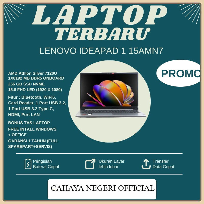 Jual PROMO LAPTOP Lenovo IdeaPad PROCESSOR AMD Athlon Silver 7120U RAM ...