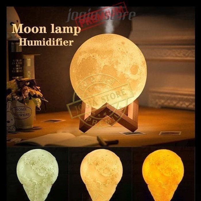 Jual Humidifier Diffuser Aromaterapi Model Lampu Tidur Bulan 3D Print ...