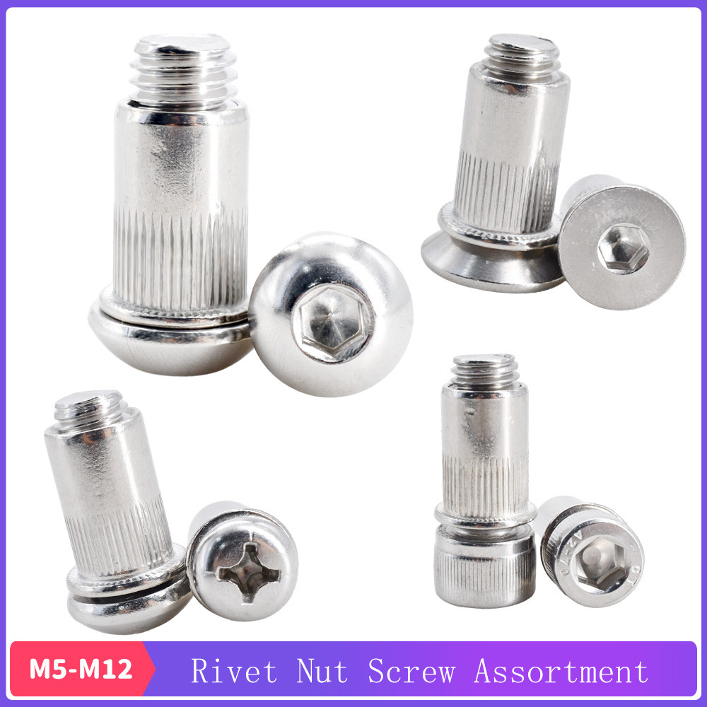 Jual 5/10/20/50Set 304 Stainless Steel Rivet Nut Screw Set Flat Head ...