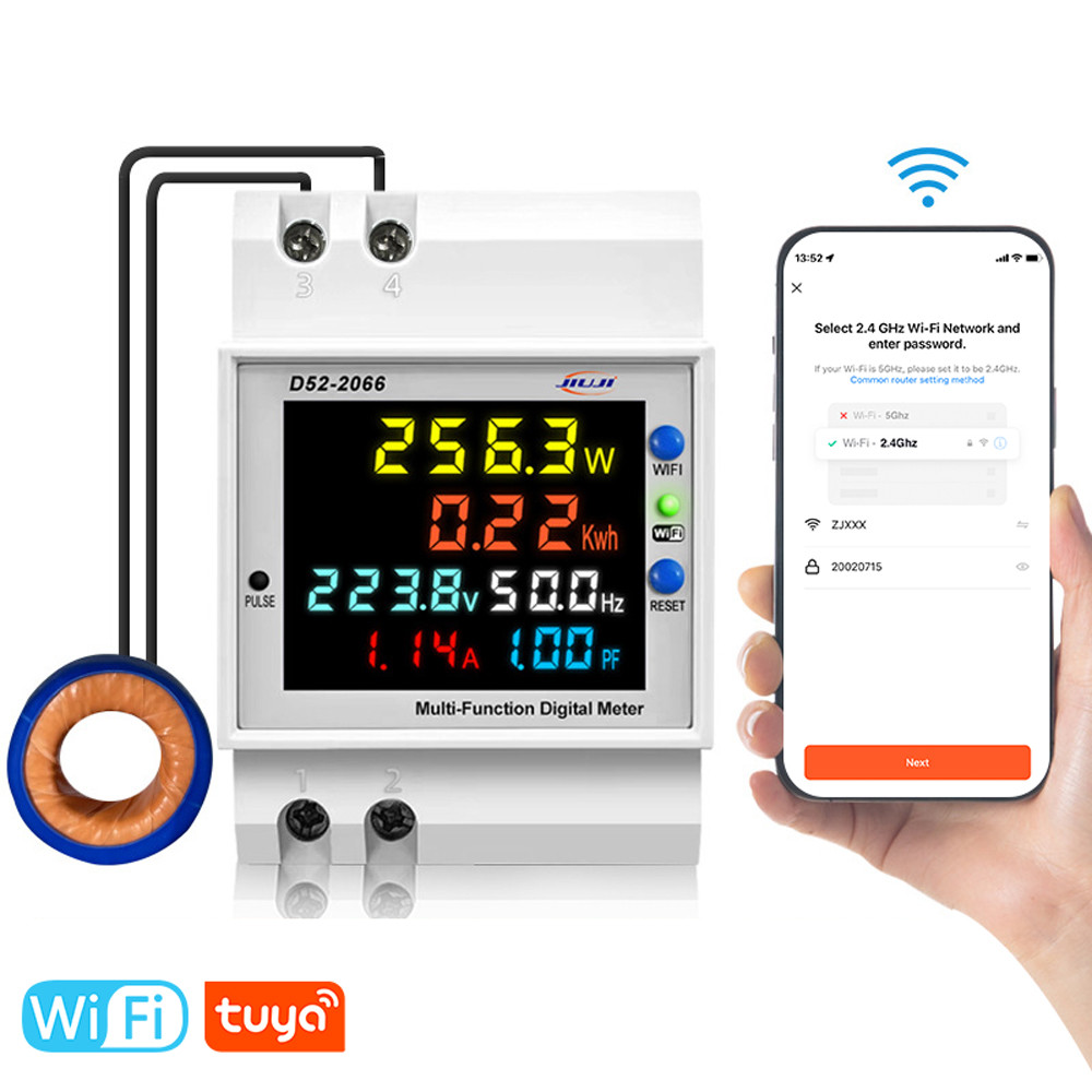 Jual Tuya WiFi Home Smart Energy Meter DIN-Rail Voltage and Current ...