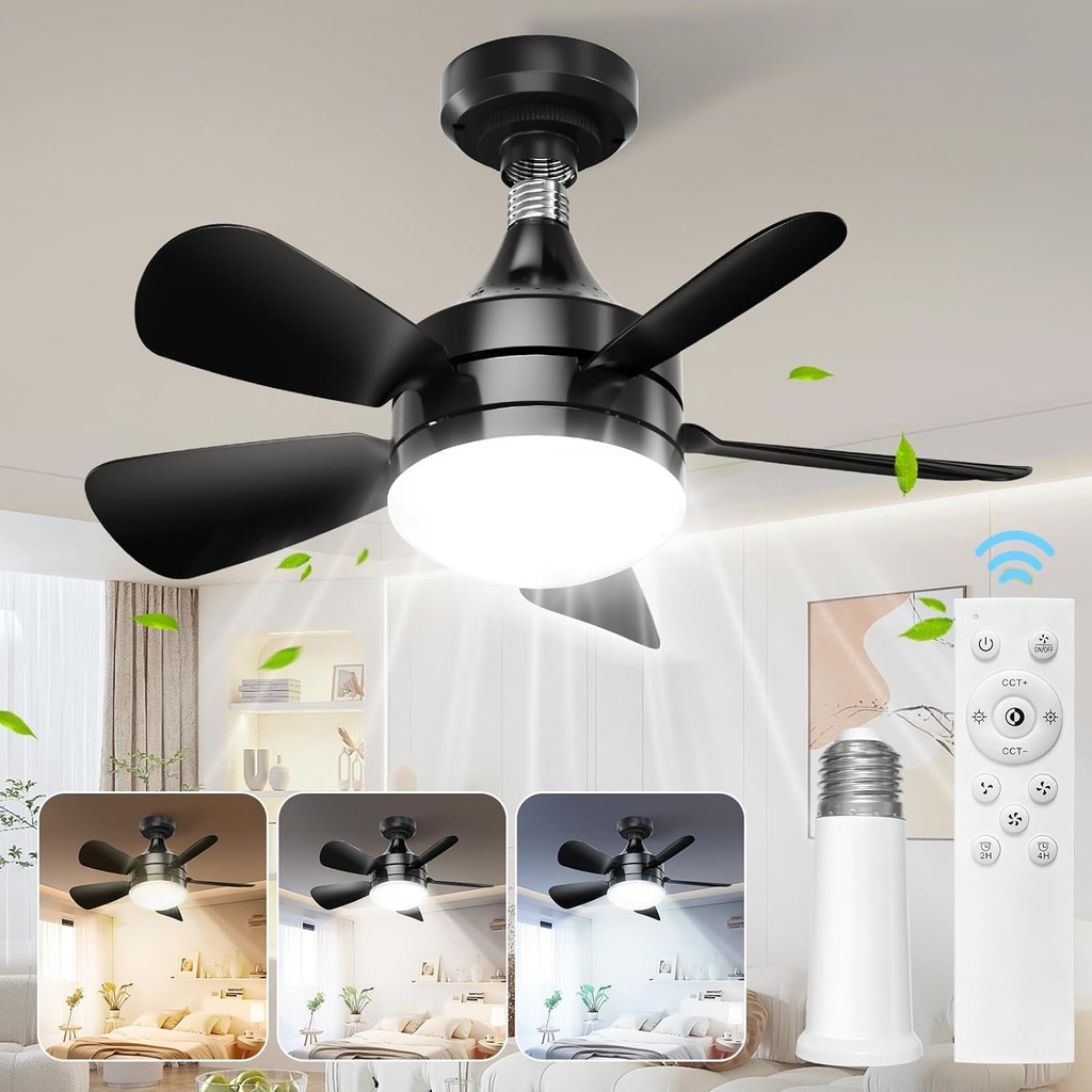 Jual Socket Fan Light With Remote, Screw Ceiling Fans With Lights, E26 ...