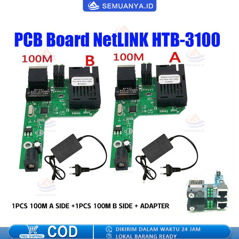Jual PCB Board NetLINK HTB-3100 A/B Fiber Optic Optical Media Converter ...