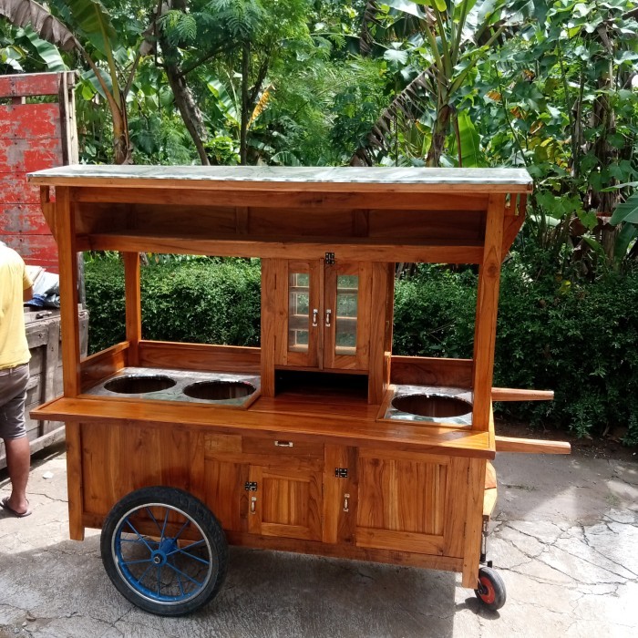 Jual gerobak bakso roda tiga kayu jati free ongkir | Shopee Indonesia