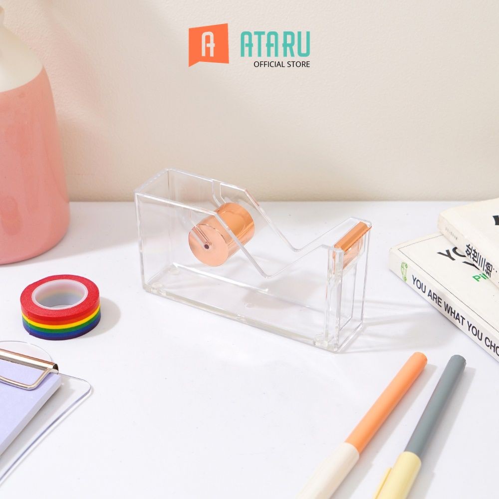 Jual Ataru Tape Dispenser - Rose Gold Tempat Selotip Wadah Lakban Kecil ...