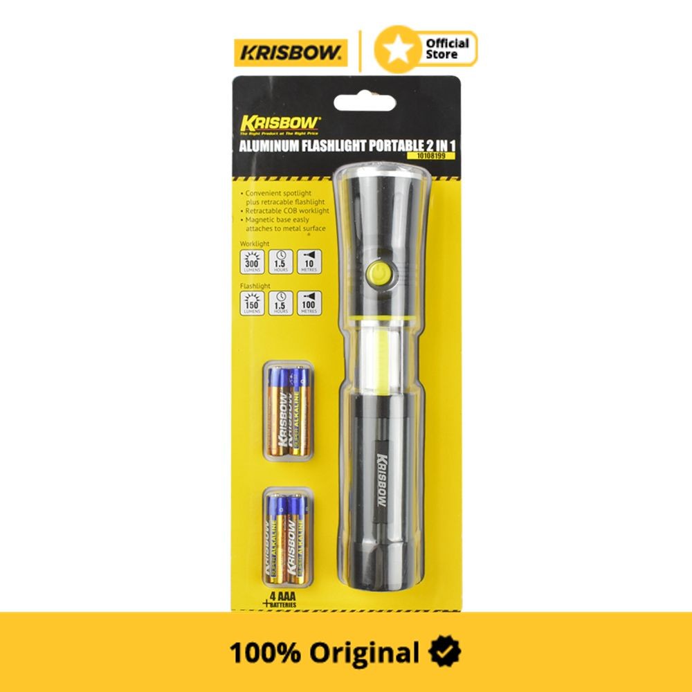 Jual Krisbow Lampu Senter Aluminium Led Flashlight 300 Lm 4Xaaa ...
