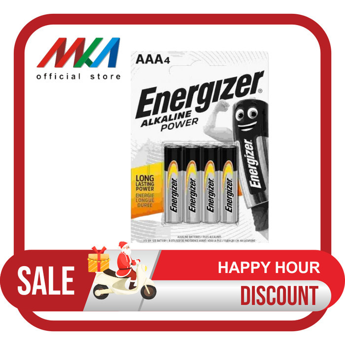 Jual Baterai Energizer Alkaline Power AAA A3 LR06 isi 4 Pcs | Shopee Indonesia