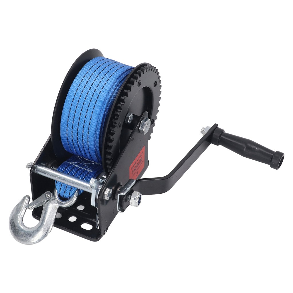Jual 1600lbs Manual Winch with Nylon Strap Heavy Duty Alloy Steel Hand ...