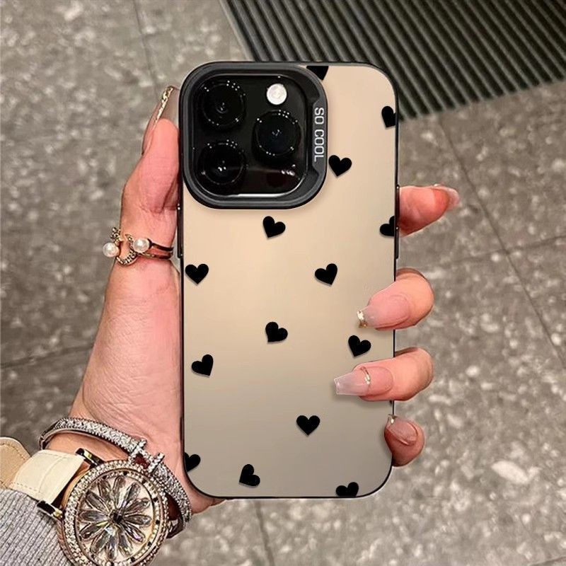 Jual hati cinta hitam case iPhone seri Kompatibel untuk iPhone 11 12 13 ...