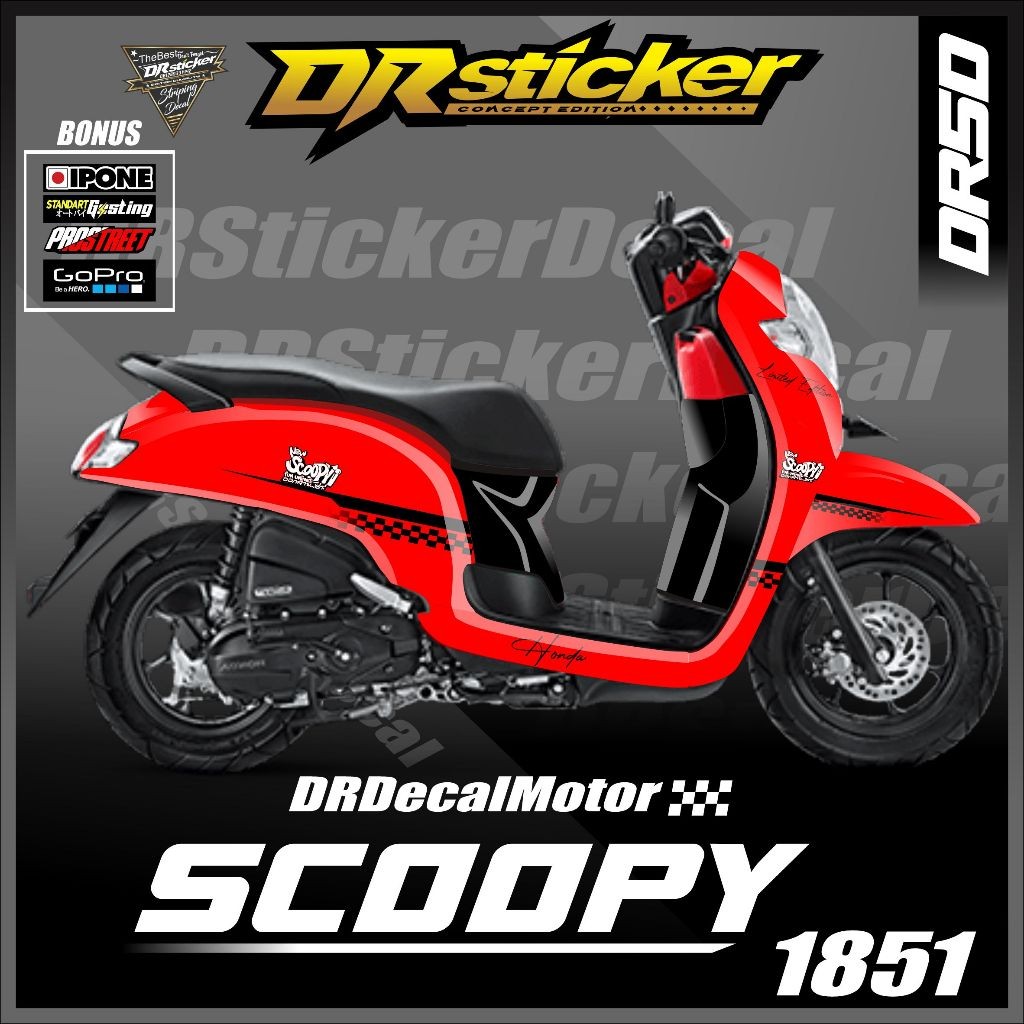 Jual Stiker Decal & Lis Body Scoopy Fi New 2019 Road Race Merah - Decal ...