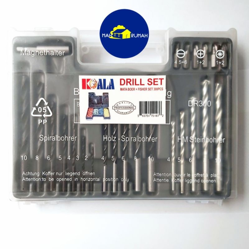 Jual Mata Bor Kayu Besi Beton Obeng Fisher PISER 300Pcs 300 pcs Set ...