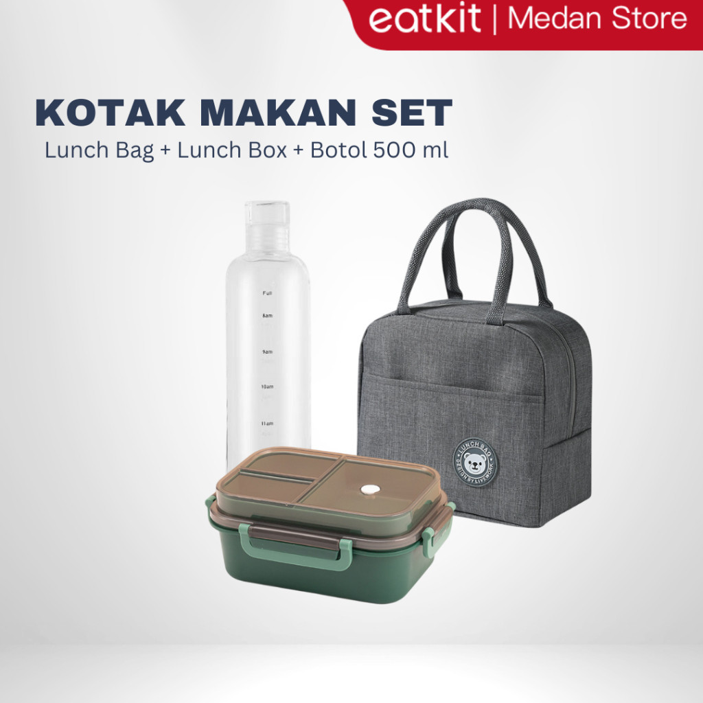 Jual Eatkit 3-in-1 Lunch Box Set | Kotak Makan 2 Tingkat 3 Sekat Anti Tumpah | Lunch Box Susun ...