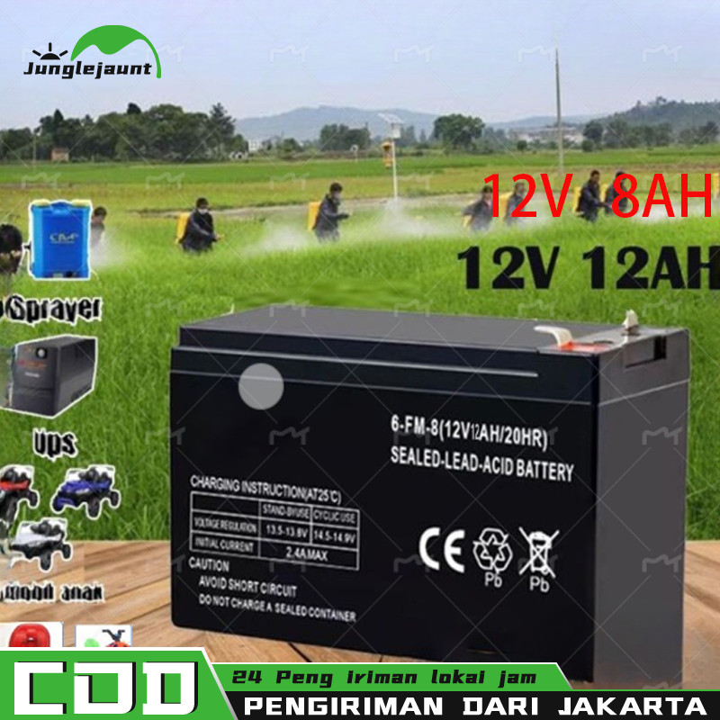 Jual ASLI Aki 12V 12AH Aki Sepeda Listrik/Aki Sprayer Aki Kering 12 Volt 8AH Garansi 2 tahun ...
