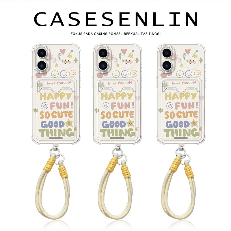 Jual Wajah tersenyum huruf berwarna-warni Card Holder Soft Case hp ...