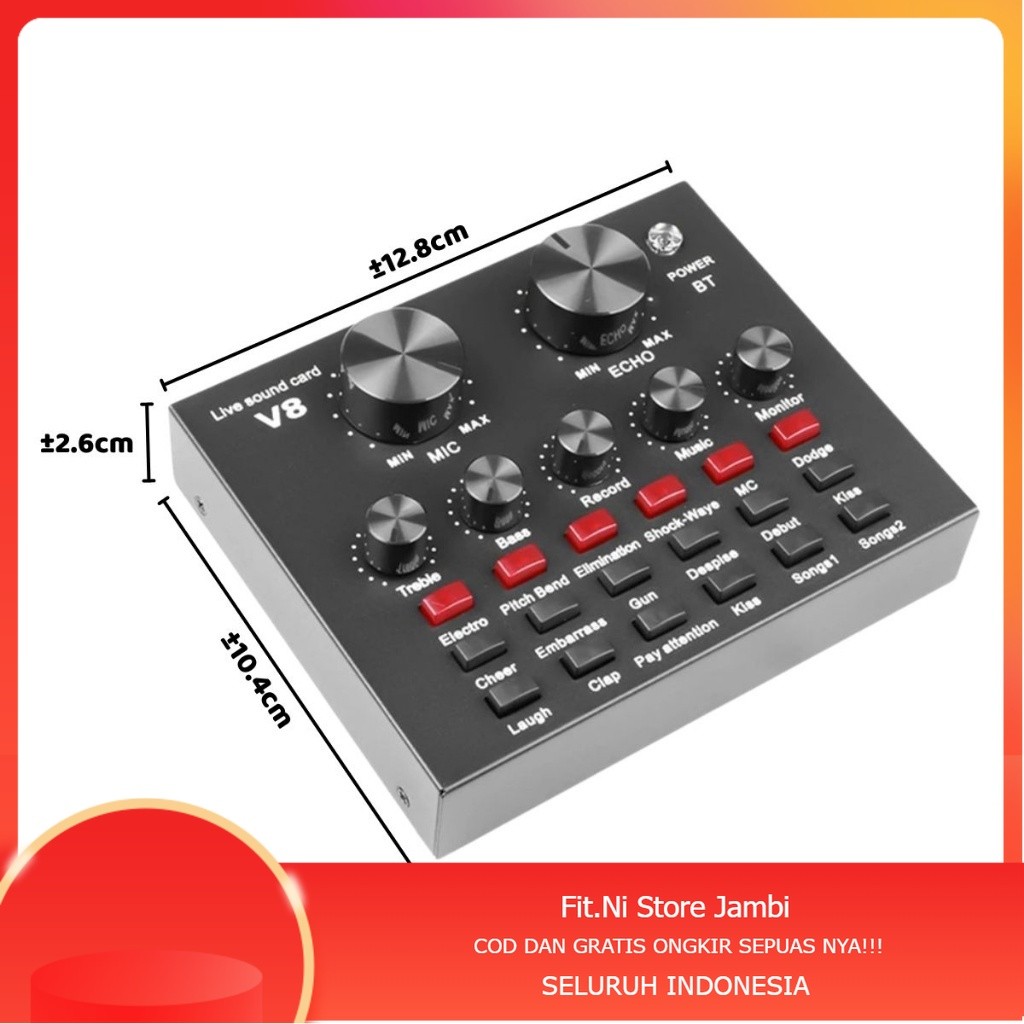 Jual Soundcard v8 Mixer External Soundcard V8 Audio Microphone Singing ...