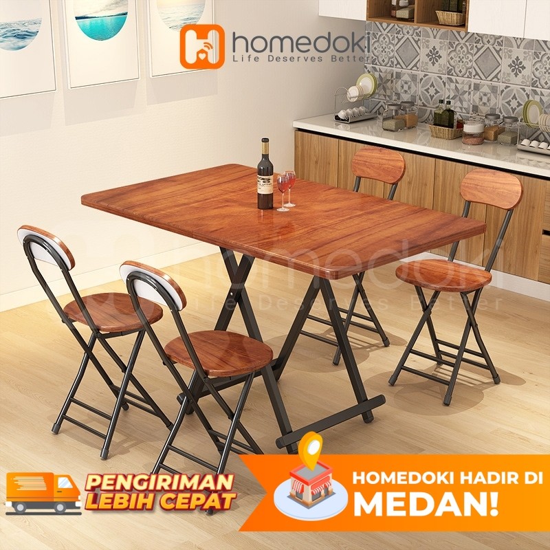 Jual Homedoki Meja Lipat Kayu /Meja lipat minimalis/ Meja Makan Lipat / Meja Makan Portable ...