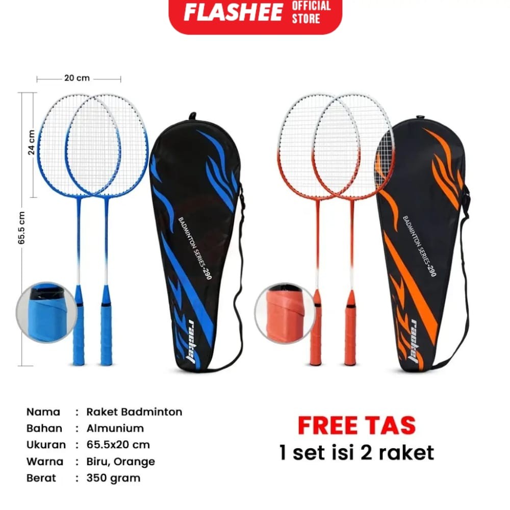 Jual Flashee Raket Bulu Tangkis 2 Pcs Raket Badminton Original Dan Tas ...