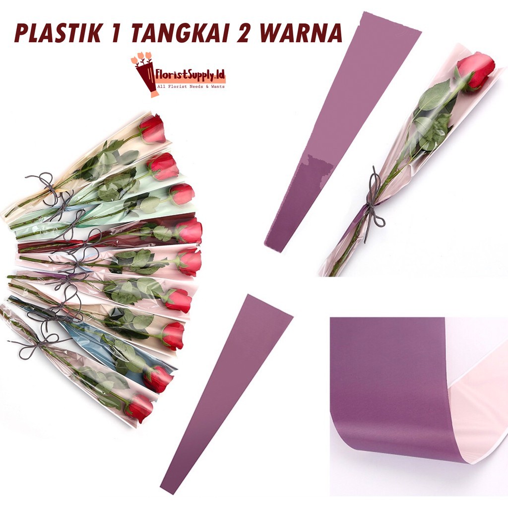 Jual [10 Pcs] Plastik Bunga 1 Tangkai 2 Warna / 2 Side / Plastik Mawar ...