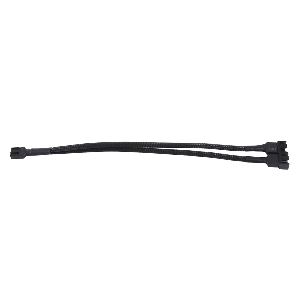 Jual 1 to 2 Way Braided Cable Y Splitter 3/4 Pin PWM Male Connector Fan ...
