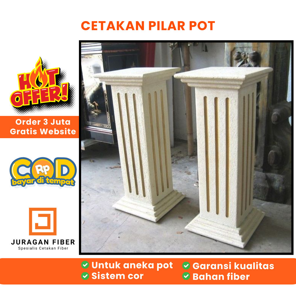 Jual Cetakan Pilar GRC Tinggi 70cm / Pilar Pot Bunga Semen / Pot Bonsai ...