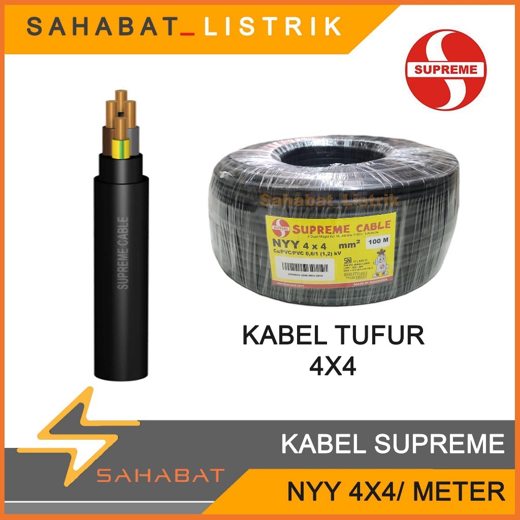 Jual Kabel Listrik SUPREME Tufur NYY 4X4 Meteran Per Meter Hitam | Shopee Indonesia