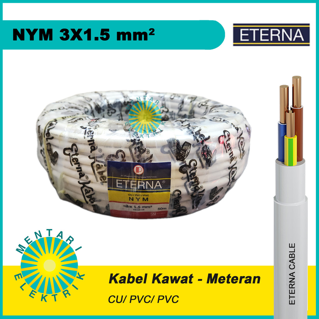 Jual Kabel Listrik Eterna Nym 3x1.5 / 3x1,5 Meteran Per Meter | Shopee Indonesia