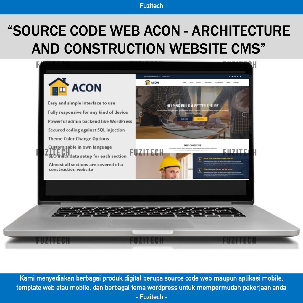 Jual SOURCE CODE APLIKASI WEB ACON - ARCHITECTURE AND CONSTRUCTION WEBSITE CMS D20 FUZITECH ...