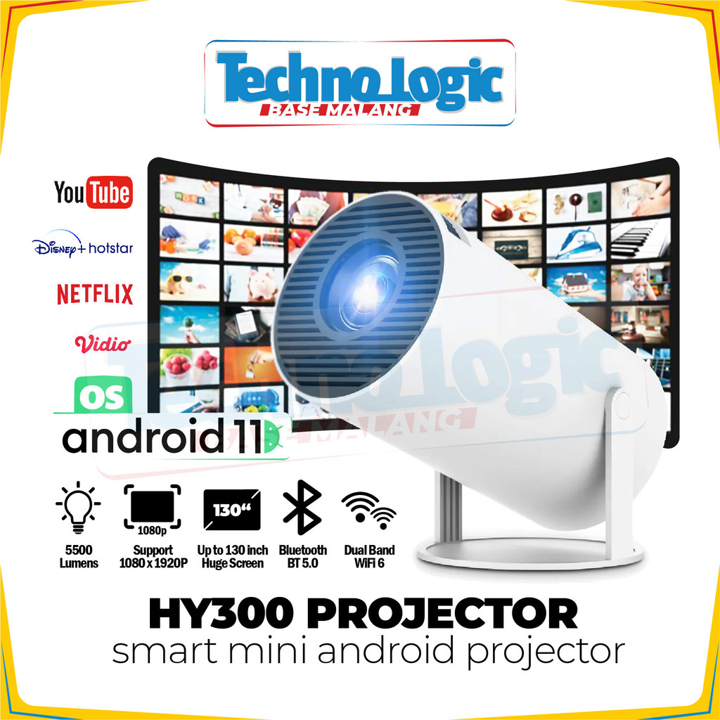 Jual Android Smart Proyektor HY300 4K UltraHD 5G Connection Bluetooth Bisa Netflix Youtube TV ...
