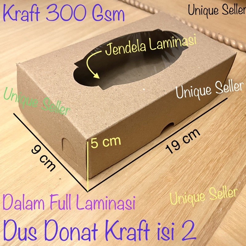 Jual Dus Donat isi 2 Uk 19x9x5 KRAFT Jendela FULL Laminasi 300 Gram ...