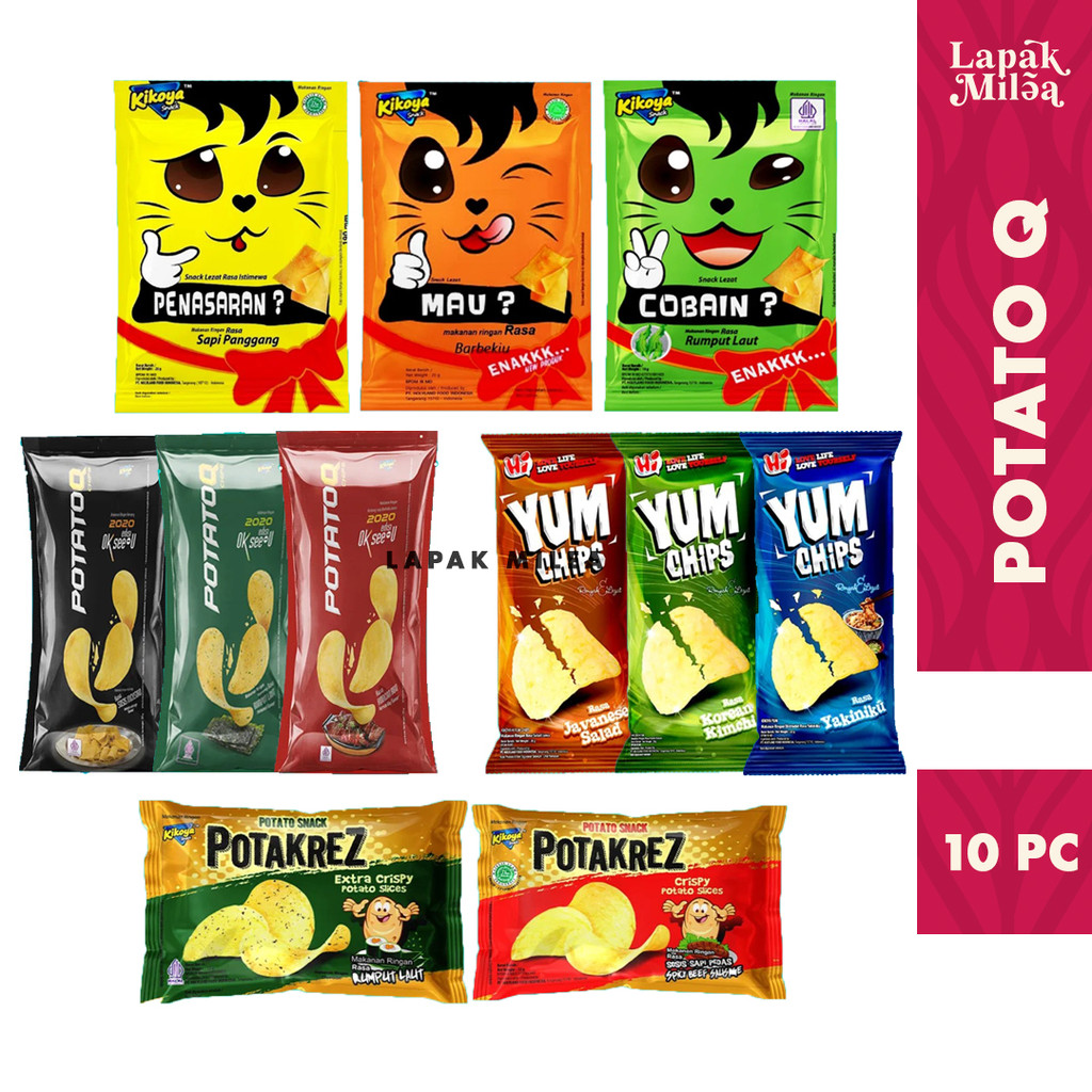 Jual Snack Kentang POTATO Q / KIKOYA / YUMCHIPS / POTAKRESS isi 10 | Shopee Indonesia
